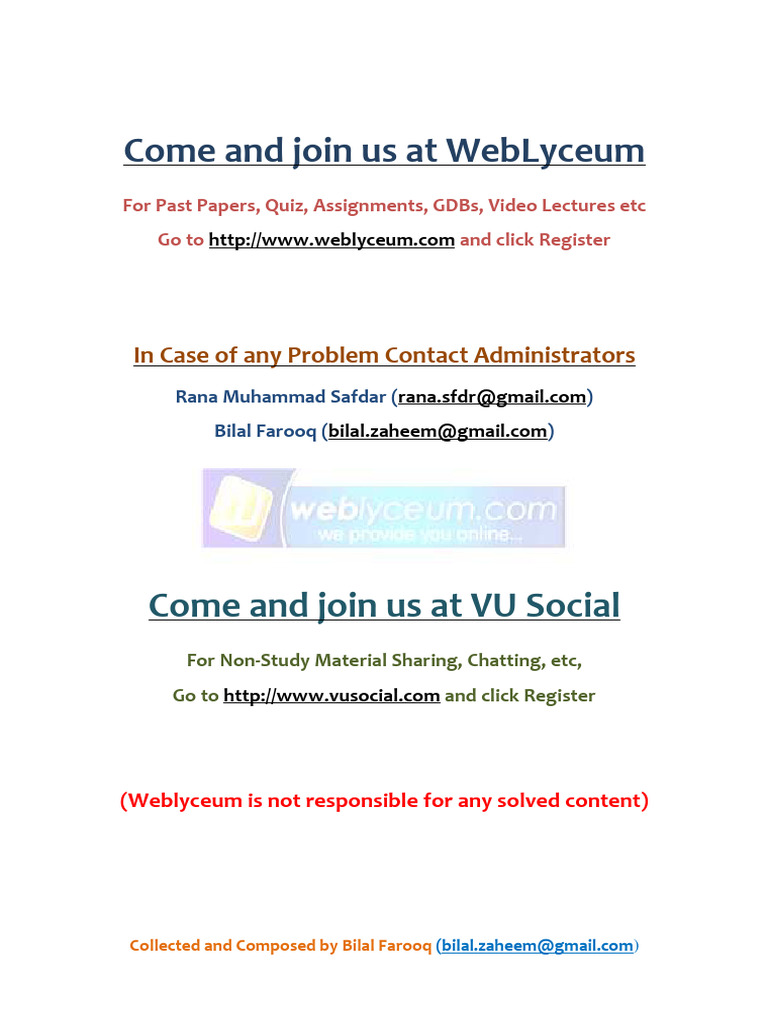 CS304 - Final Term Papers (WWW - Weblyceum.com) 04 | PDF | Class (Computer Programming) | Method ...