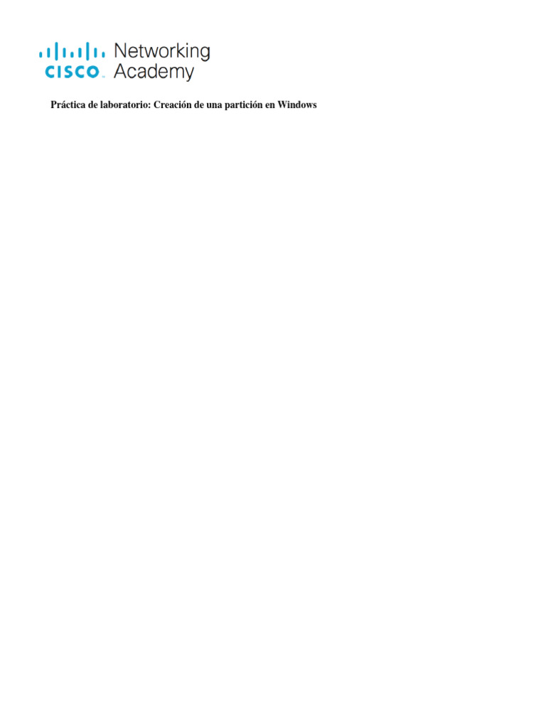 10.2.1.8 Lab - Create A Partition in Windows | PDF 10.2.1.8 Lab - Create A Partition in Windows | PDF