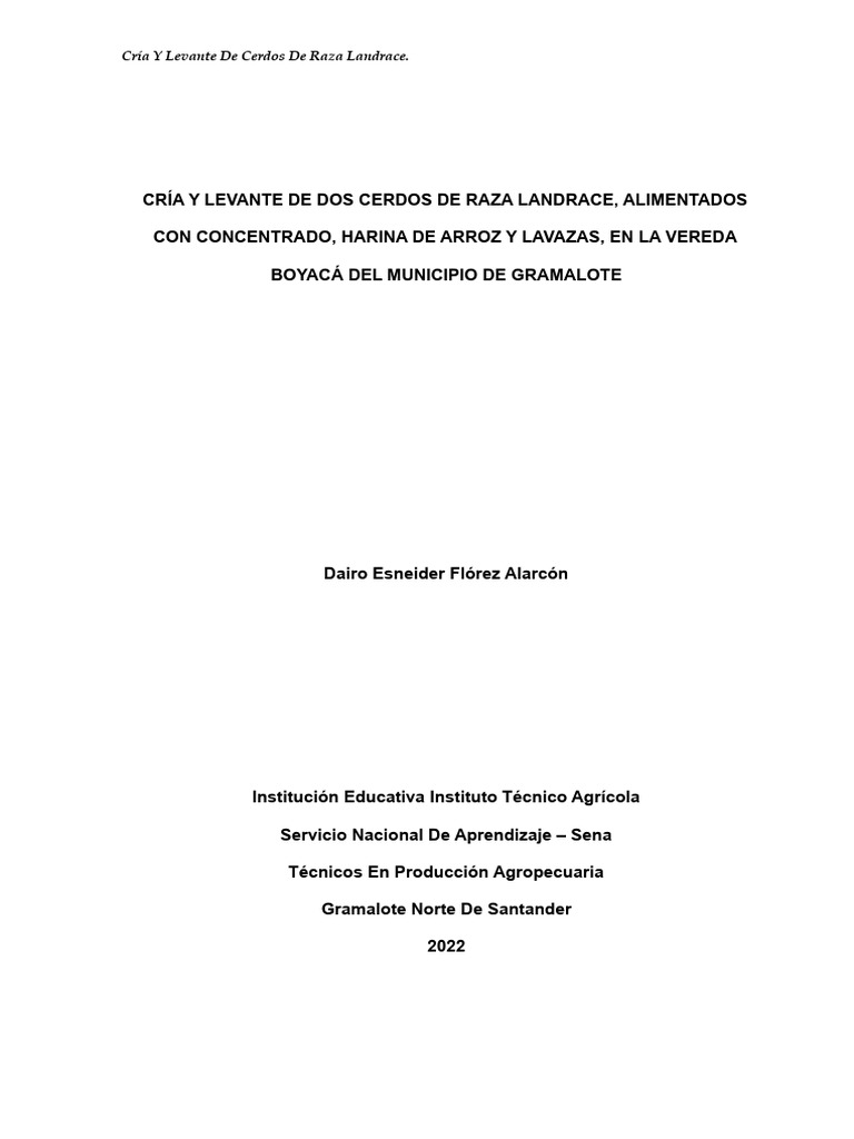 Proyecto Dairo | PDF | Cerdo | Comida y bebida