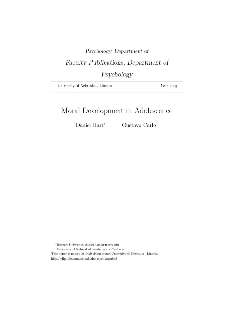Moral Development In Adolescence Pdf Adolescence Positive Psychology