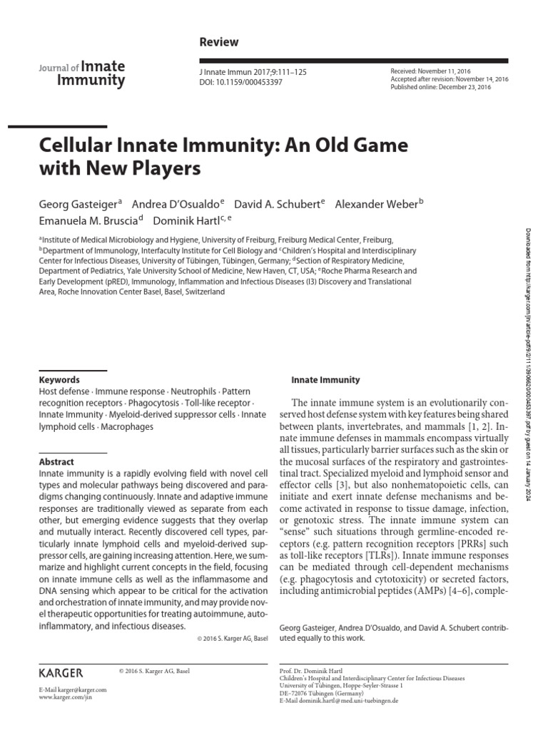 Cellular Innate Immunity: An Old Game With New Players | Download Free ...