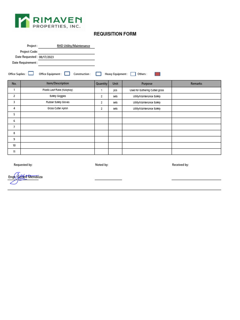 Requisition Form Utility&Maintenance | PDF