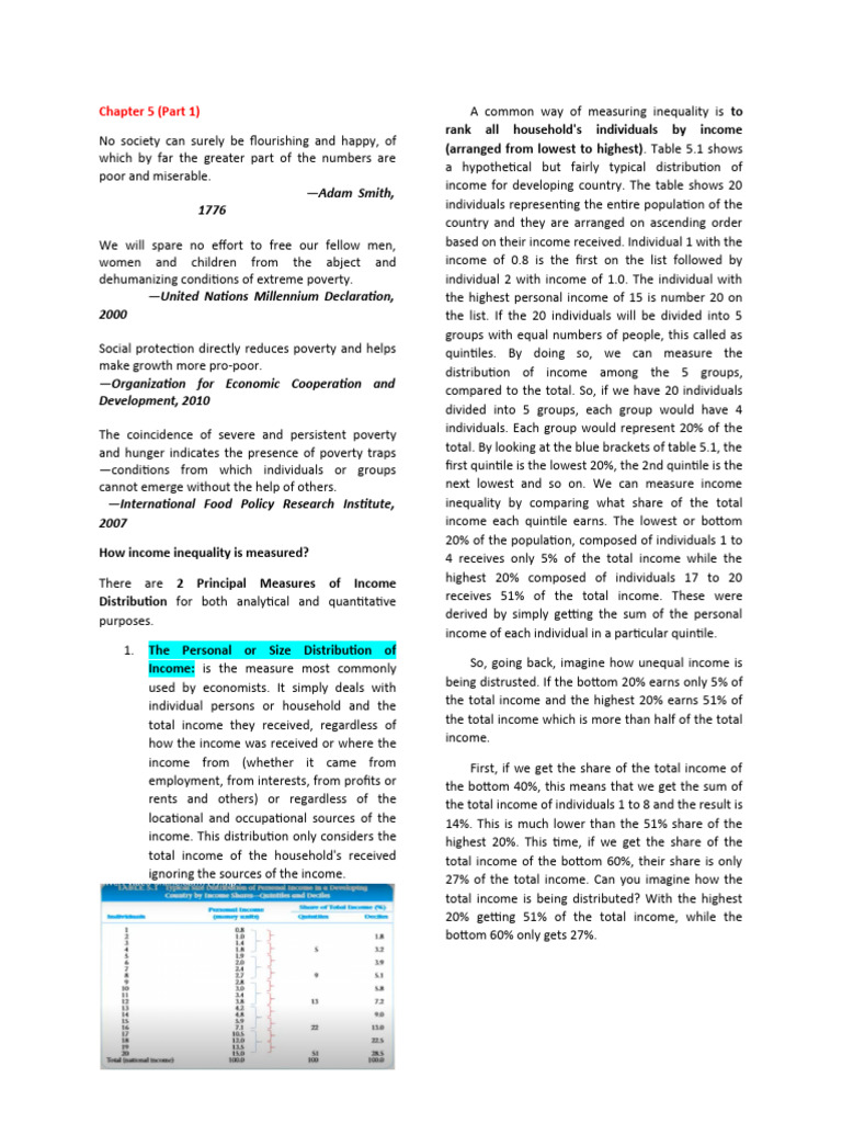 Chapter 5 Poverty Inequality and Development | PDF | Poverty | Poverty & Homelessness