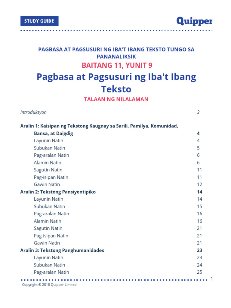 64da4d299b6b9 Pagbasa at Pagsusuri NG Iba T Ibang | PDF