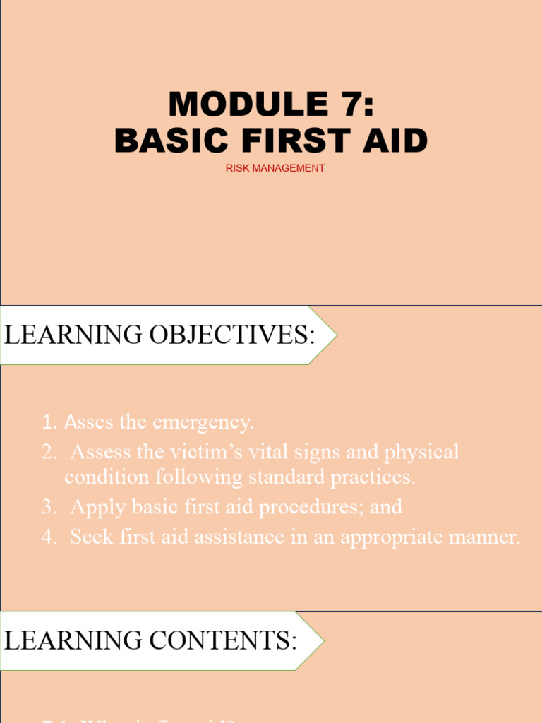 MODULE 7-Risk Management (Autosaved) FINAL (Autosaved) | PDF | First Aid | Injury