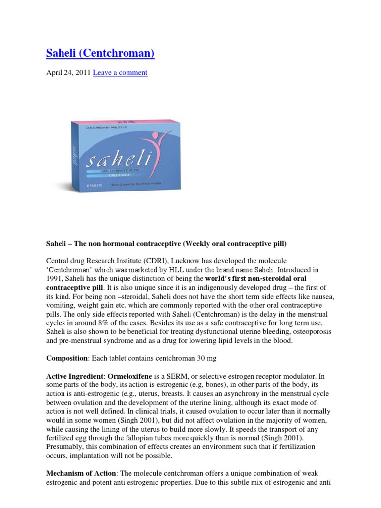Saheli | PDF | Combined Oral Contraceptive Pill | Human Reproduction