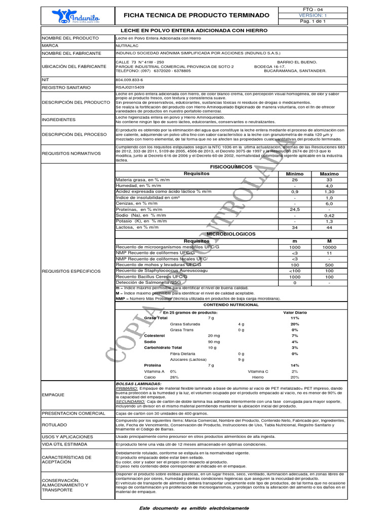 Lpe Nutralac Adi Fe - 400 G | PDF | Leche | Comida y bebida