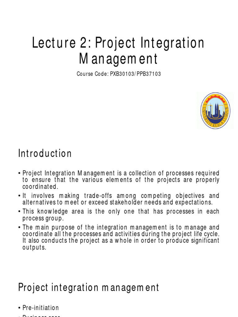 Lecture 2 Project Integration Management | PDF | Project Management | Business