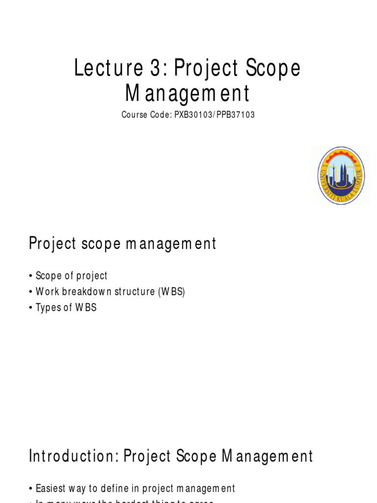 Lecture 3 Project Scope Management | PDF | Business | Systems Science