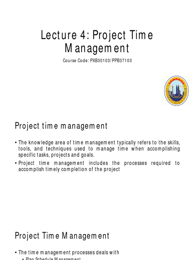 Lecture 4 Project Time Management | PDF | Systems Science | Computing