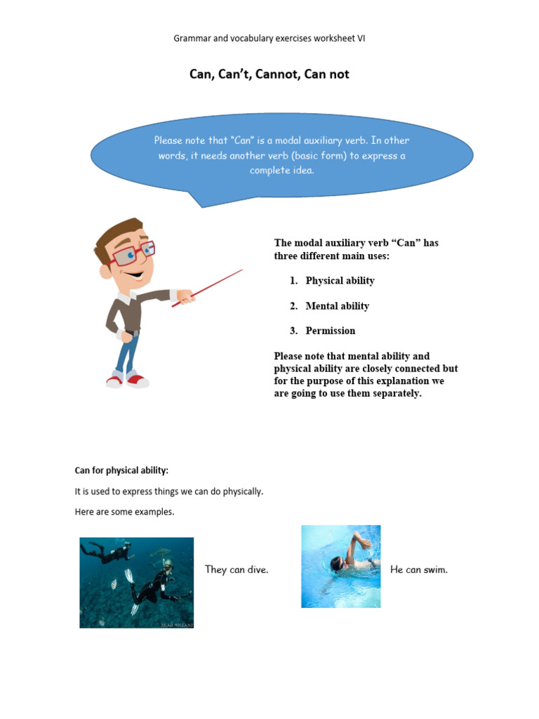 Can & Cannot Exercises | PDF | Verb | English Language