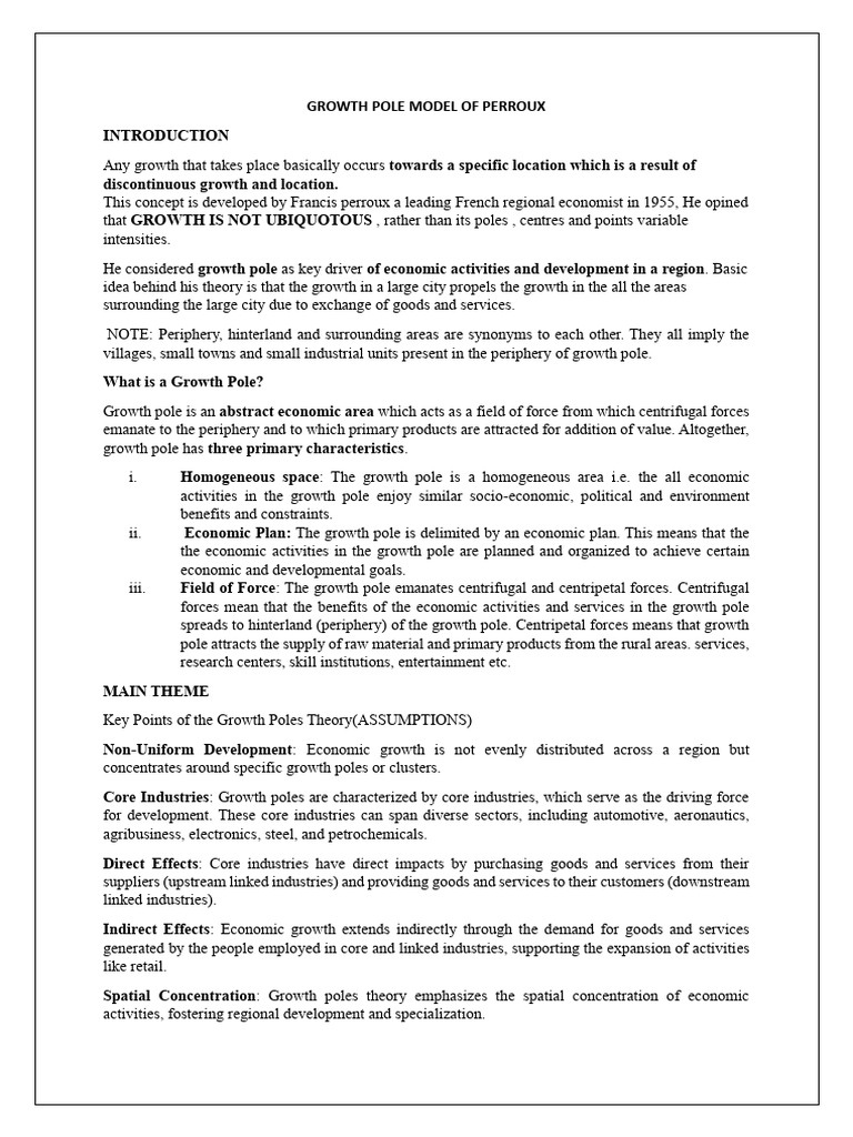 Growth Pole Model of Perroux | Download Free PDF | Economic Growth ...