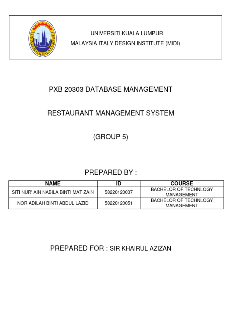 Database Report | PDF