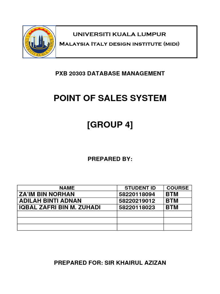 Sample Project Report - Database Project Group 4 | PDF | Databases | Data