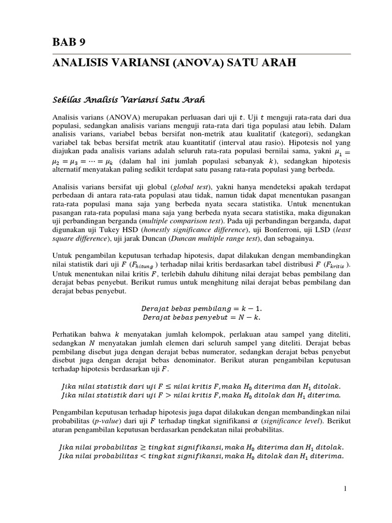 Modul 9 ANOVA One-way | PDF