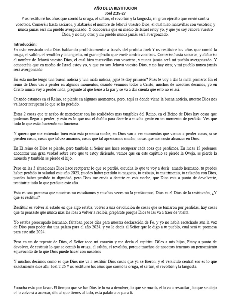 Año de La Restitucion | PDF
