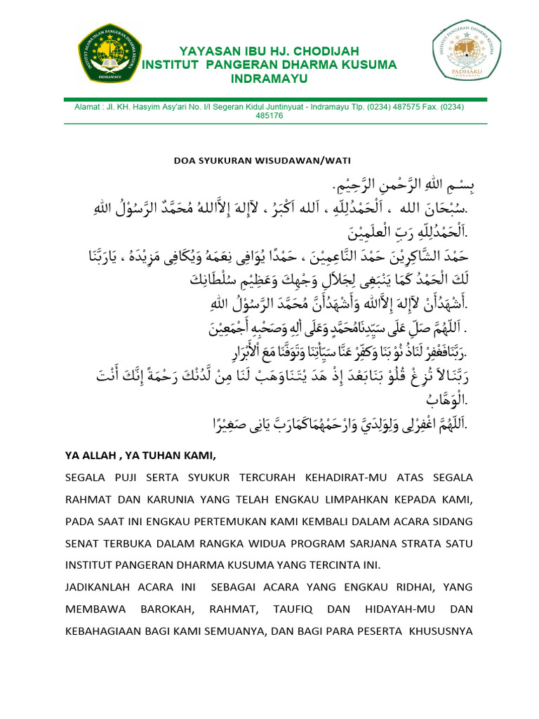 Doa Wisuda | PDF | Agama & Spiritualitas