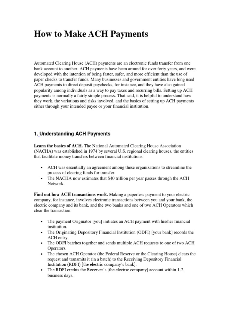 How To Make ACH Payments | Download Free PDF | Cheque | Payments