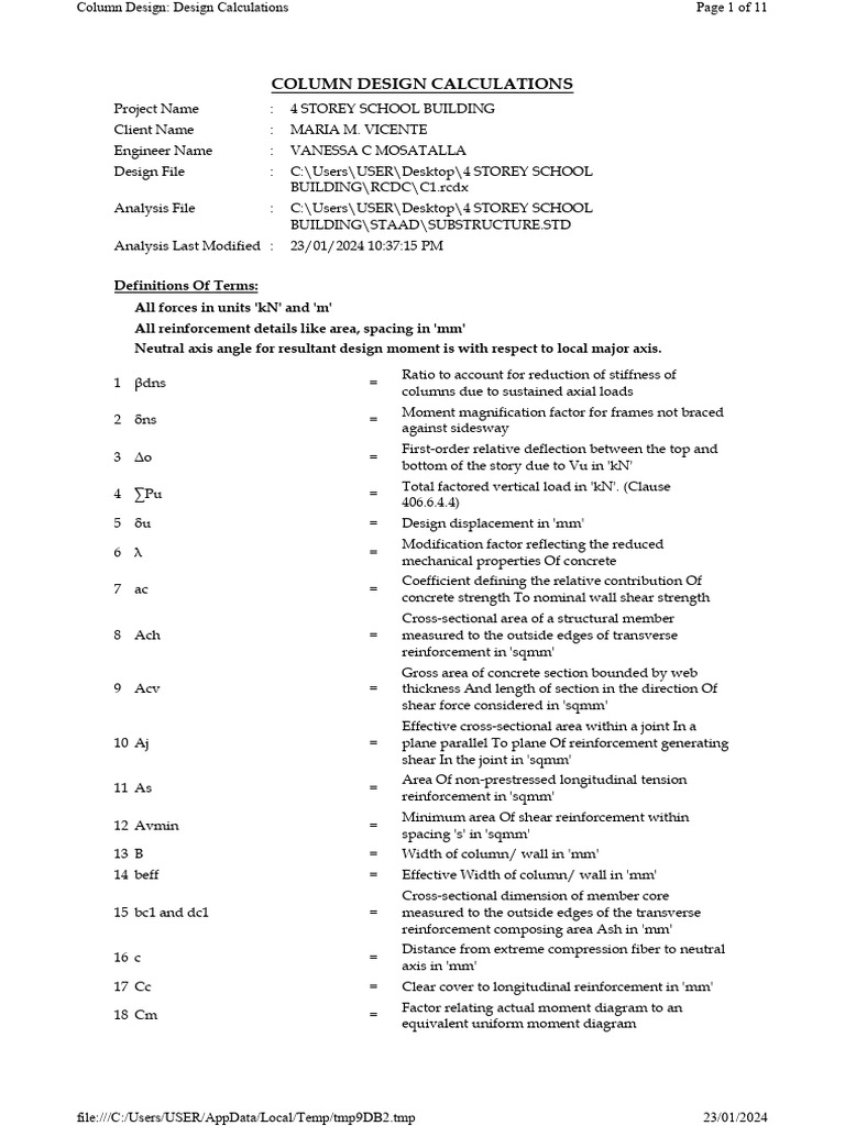 C1 Calc | PDF | Bending | Column