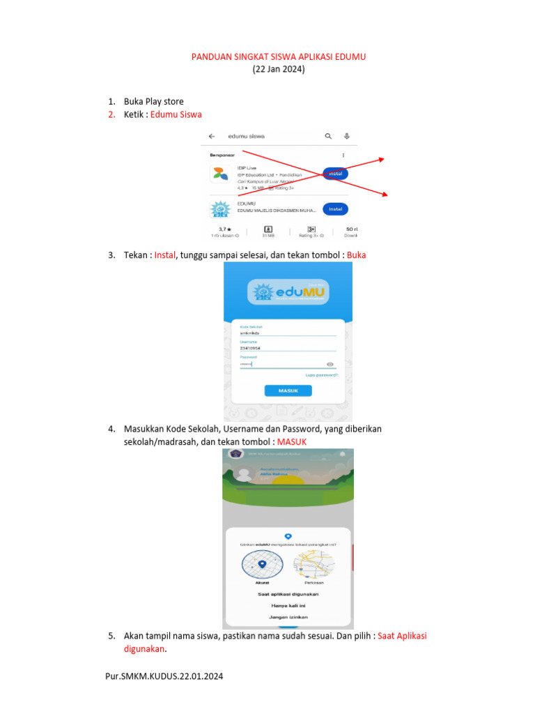 Panduan Singkat Siswa Ujian Ismuba - Edumu 2024 | PDF