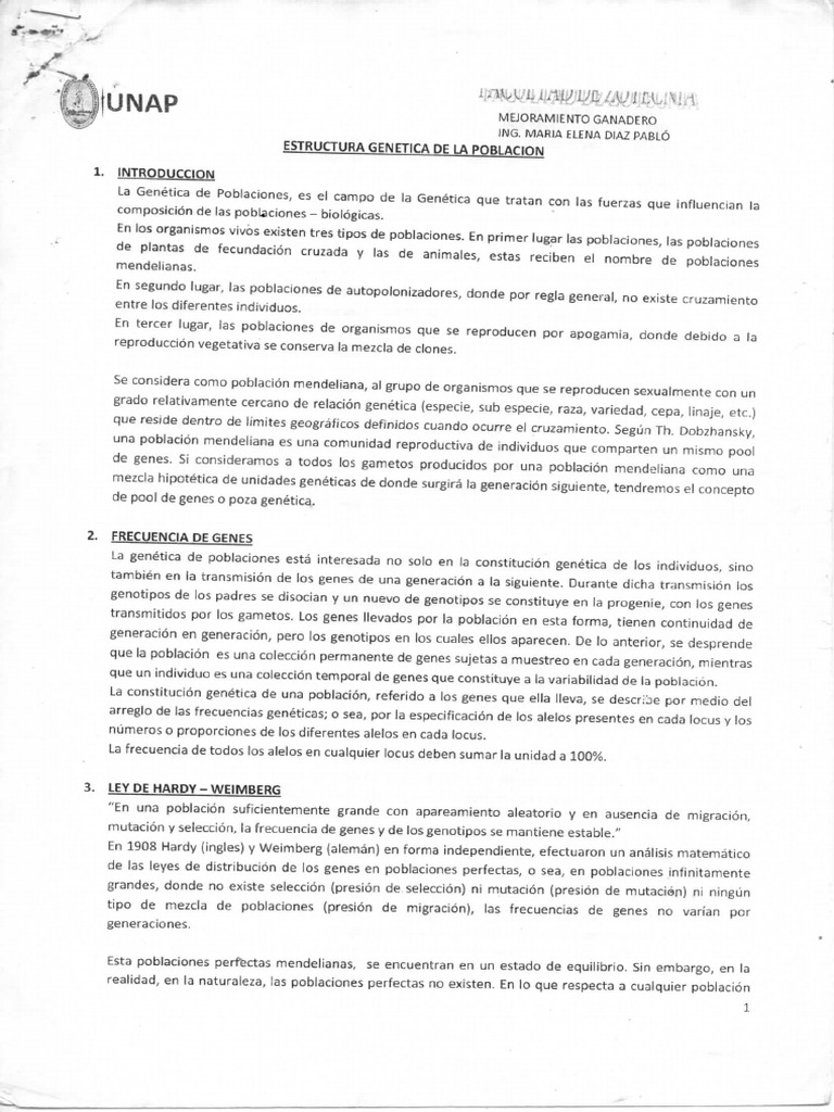 Estructura Genetica de La Población | PDF