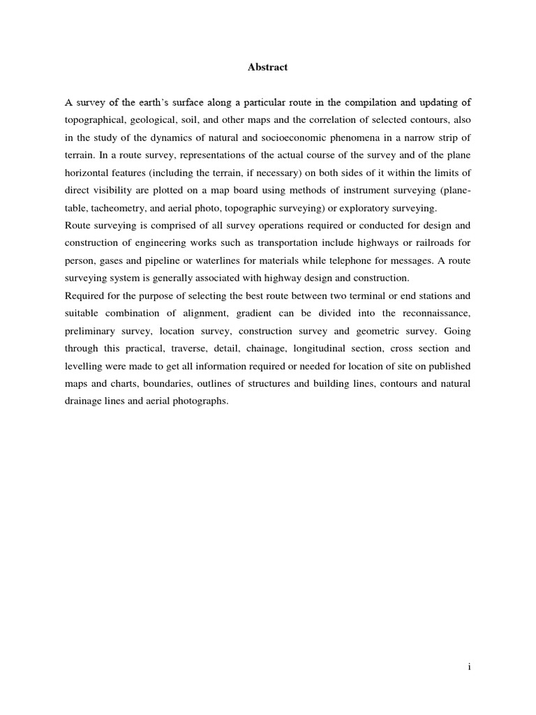 Example REPORT ROUTE SURVEY | PDF | Surveying | Geographic Data And ...