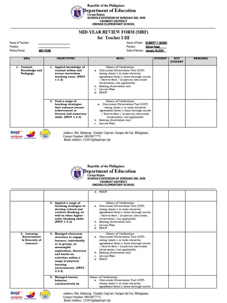 Mid Year Assessment Tool For Teachers NEW | PDF | Learning | Lesson Plan