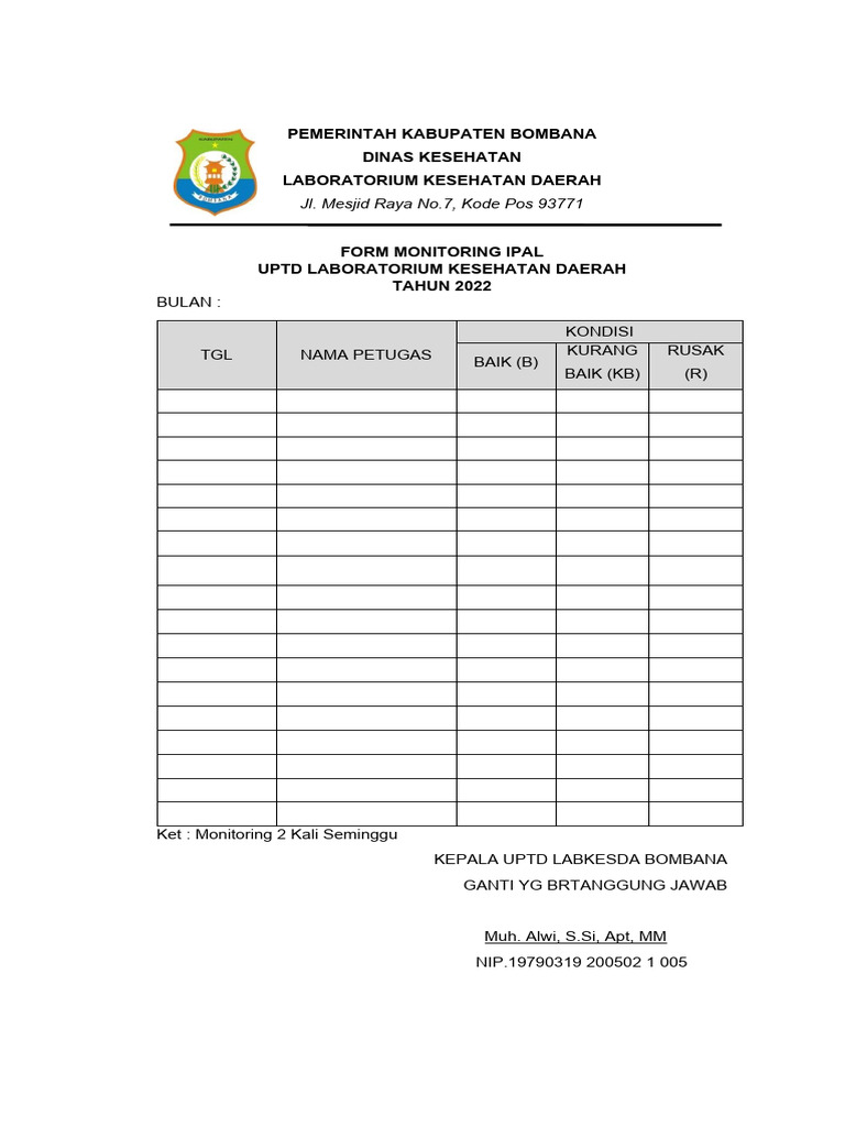 Form Monitoring Ipal | PDF