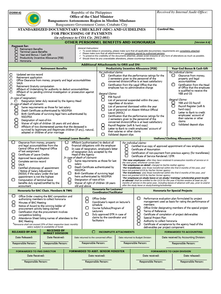 Form 6 Other Personnel Benefits and Honoraria | PDF | Payroll | Business