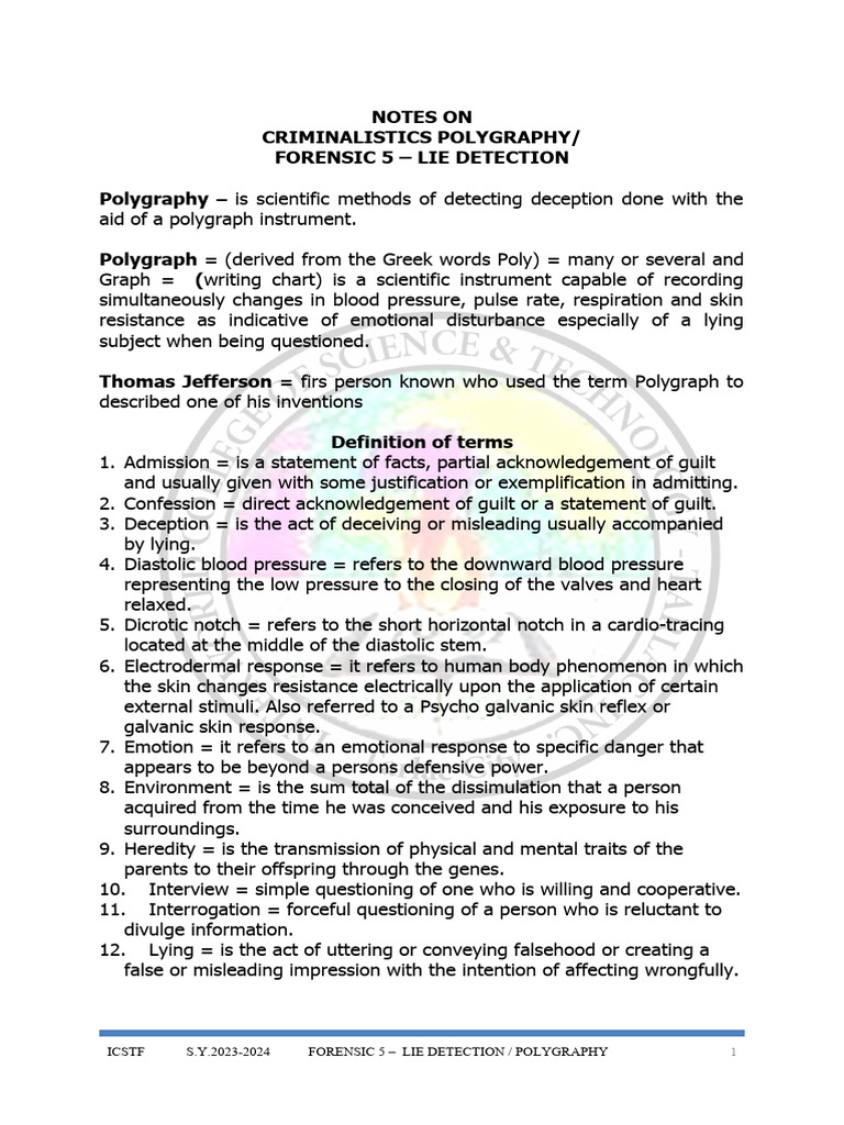 (Criminalistics 5) Police Polygraphy (Lie-Detection) | PDF | Polygraph ... (Criminalistics 5) Police Polygraphy (Lie-Detection) | PDF | Polygraph ...