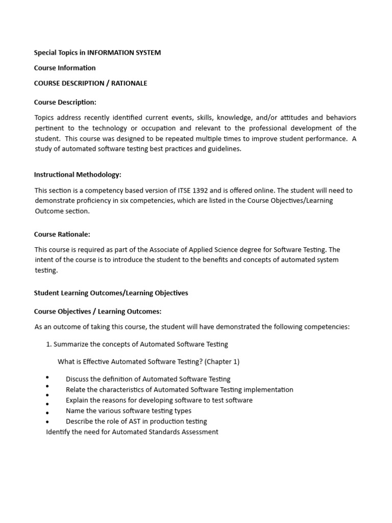 Automated Software Testing Course Guide | PDF | Software Testing ...