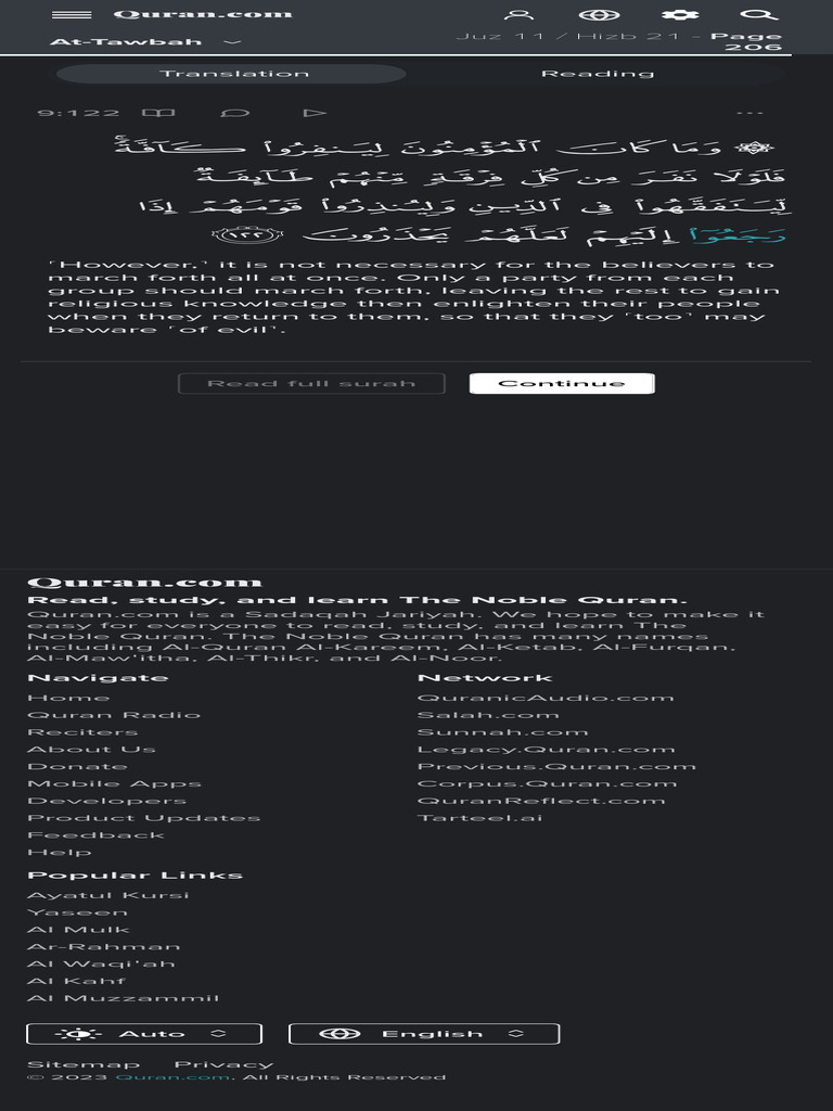 Surah At-Tawbah - 122 | PDF