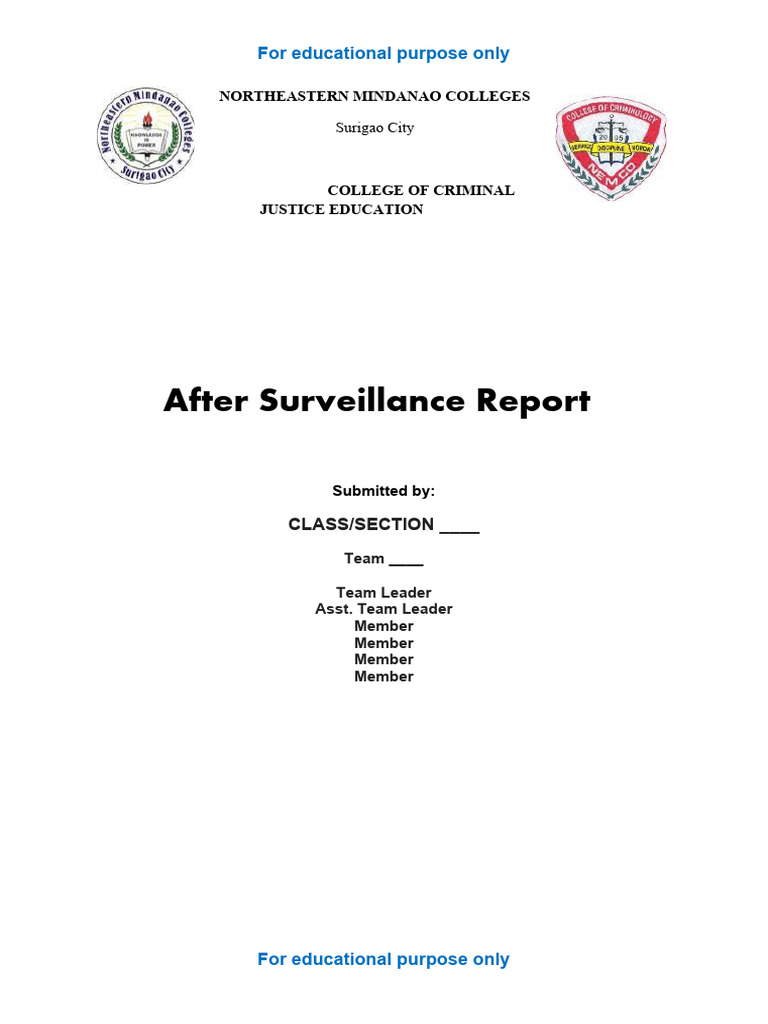 After Surveillance Report Form | PDF