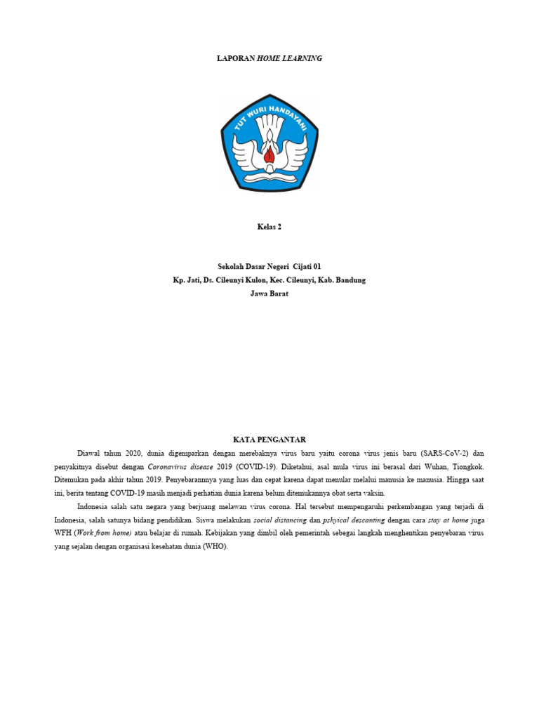 Laporan Home Learning Kelas 2 SD Cijati | PDF