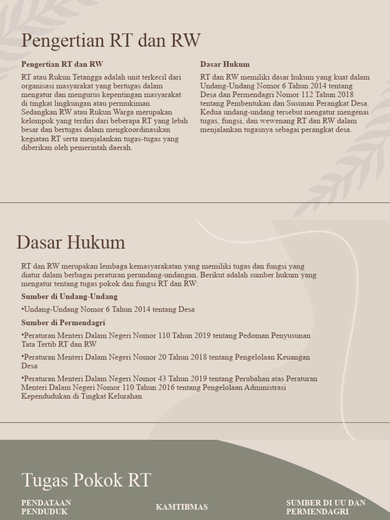Tugas Pokok Dan Fungsi RT Dan RW | PDF