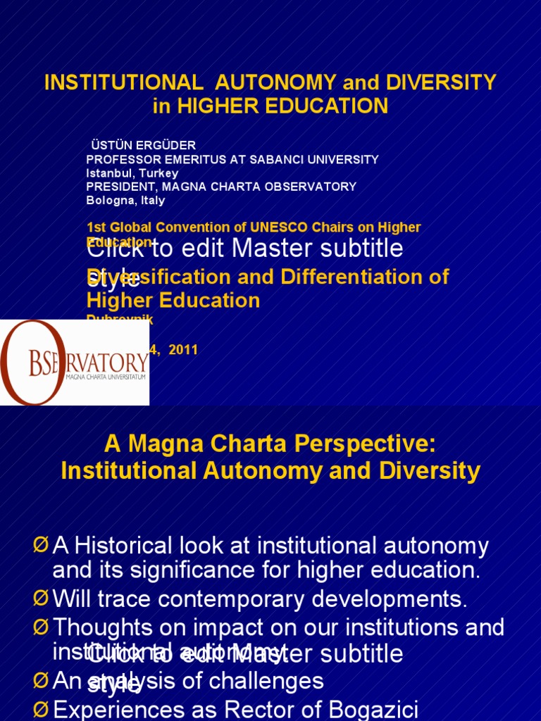 Institutional Autonomy in Higher Education | PDF | University ...
