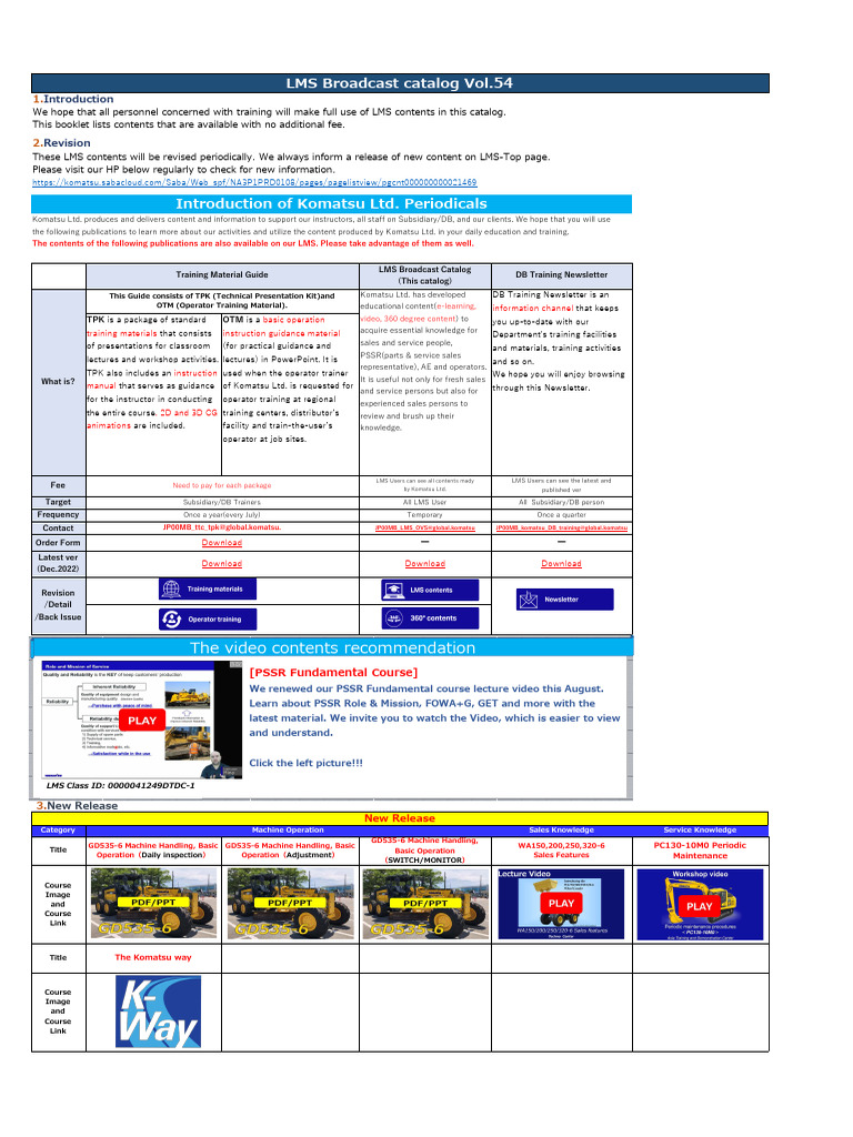 Komatsu LMS Training Material Catalog | PDF | Loader (Equipment) | Vehicles