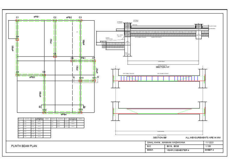 C1 C2 C3 ePB1 ePB2: Plinth Beam Plan | PDF