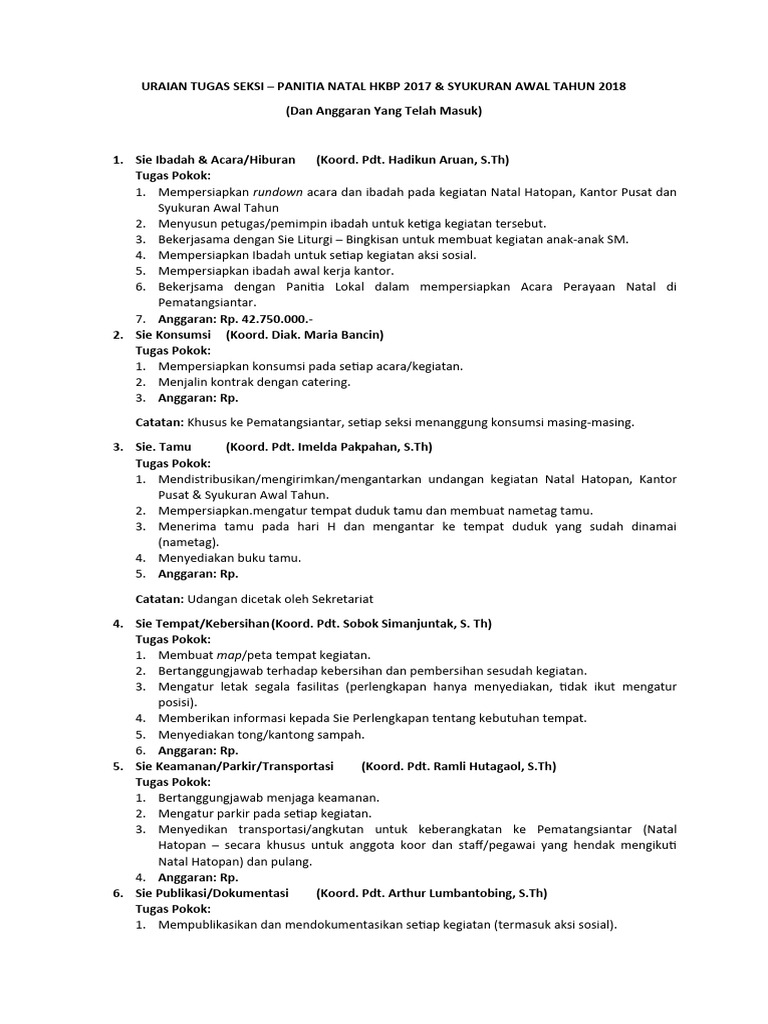 Uraian Tugas Seksi | PDF | Kajian Bahasa Asing