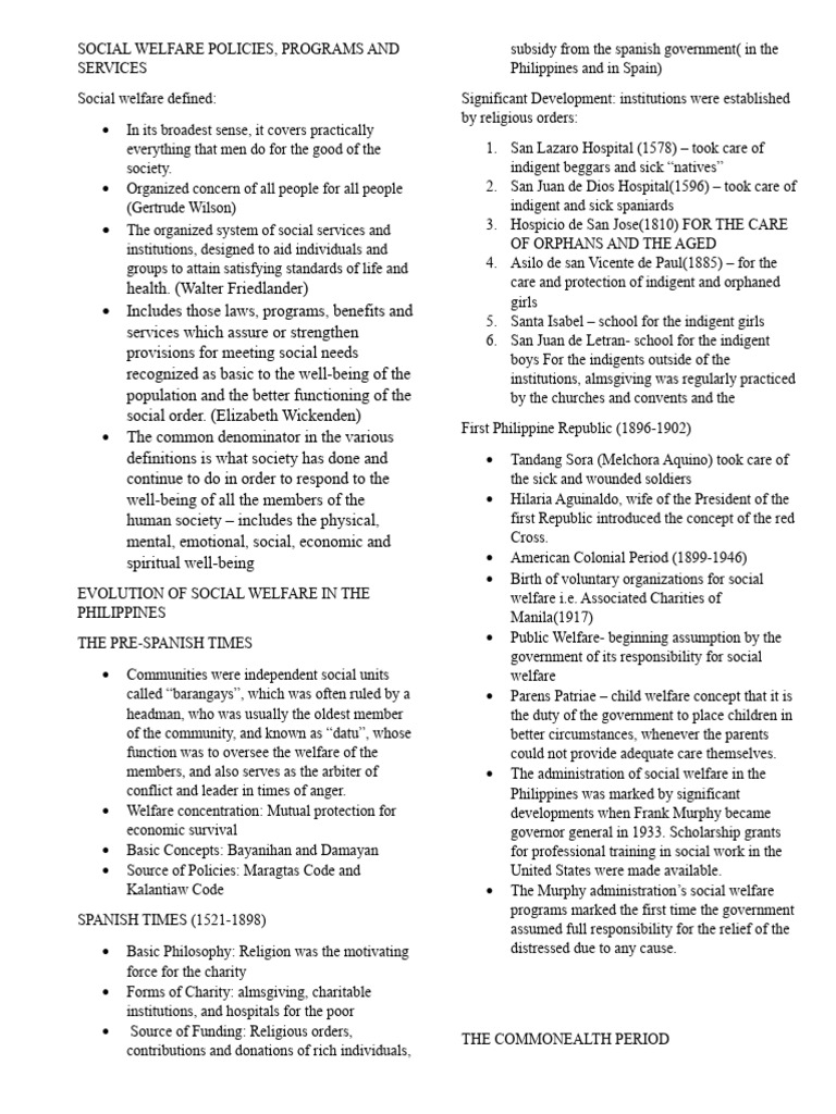 Evolution of Social Welfare in the Philippines | PDF | Welfare | Poverty