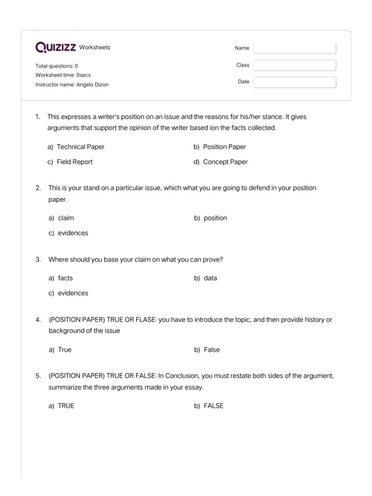 EAPP 4TH QUARTER EXAMINATION 2ND SEMESTER - Quizizz | PDF | Argument ...