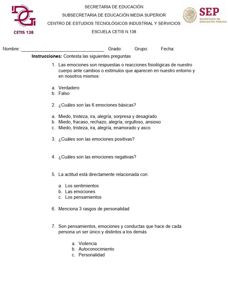 Examen Del CETIS 138 | PDF