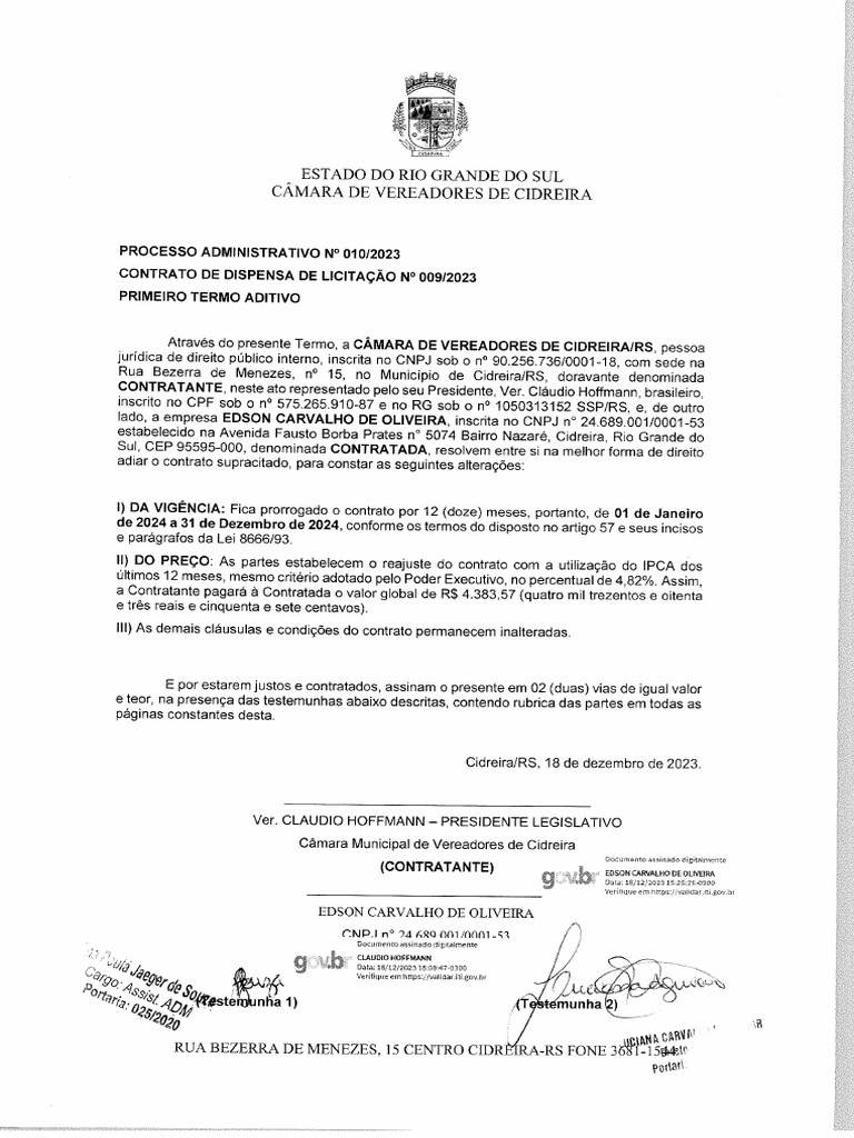 Aditivo Edson Carvalho | PDF