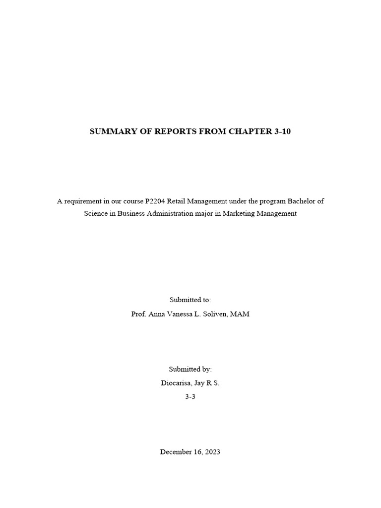 Retail Summary of 6-10 Reports | PDF | Retail | Strategic Management