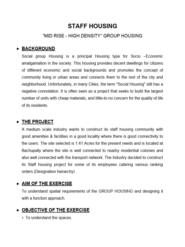 Staff Housing - Statement | PDF | Community