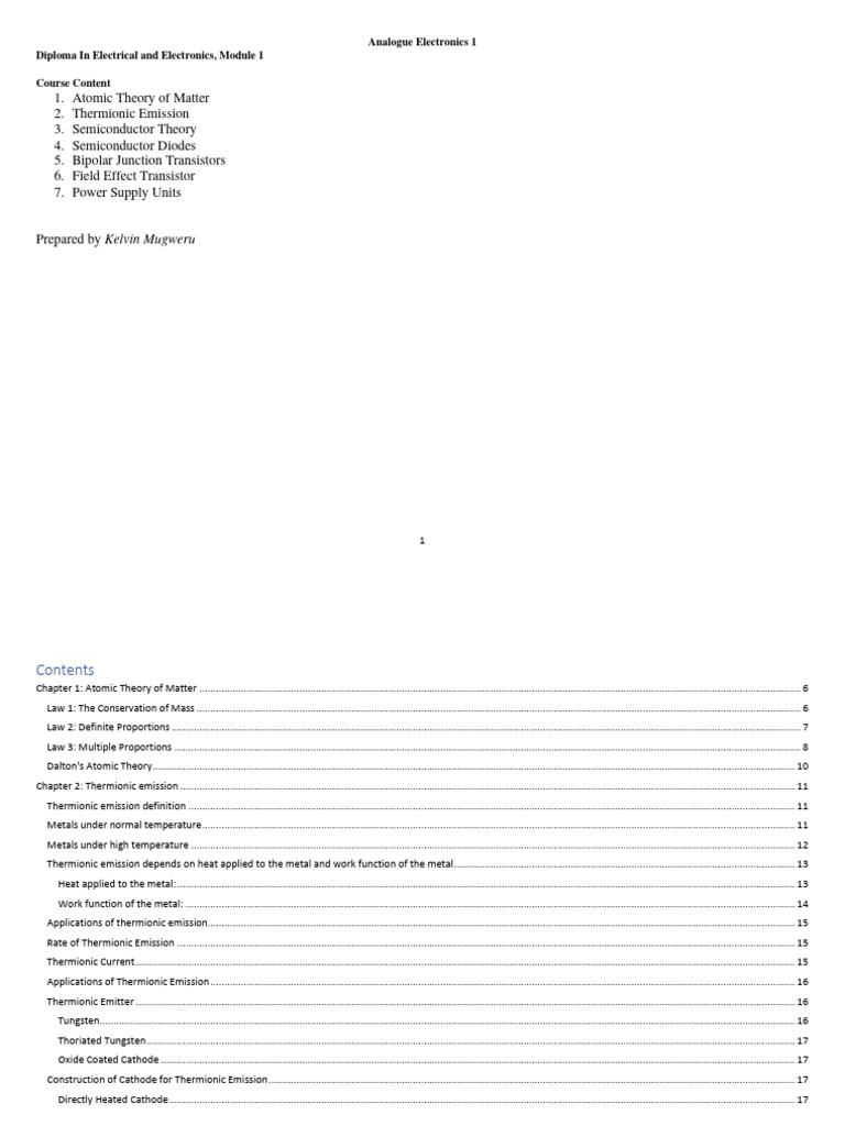Analogue Electronics 1, DEE 1 Notes - 075733 | PDF | Transistor ...