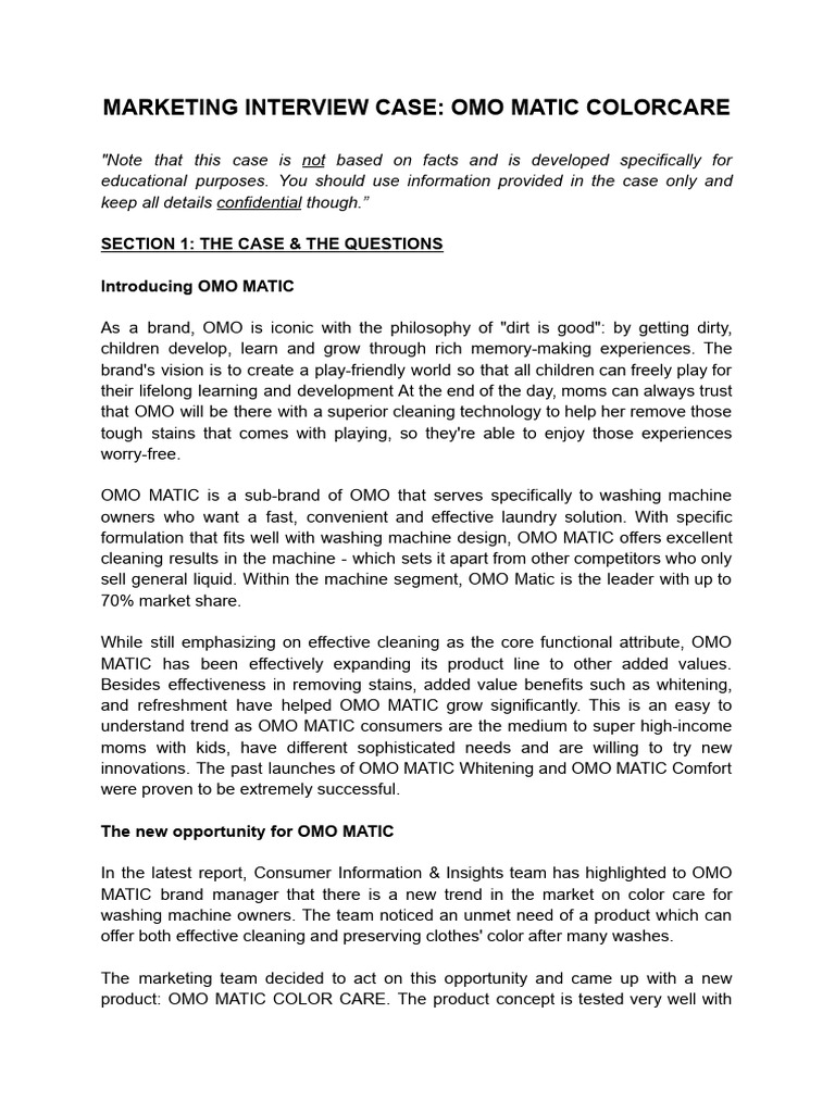 Case Study Omo 1 | PDF | Brand | Marketing