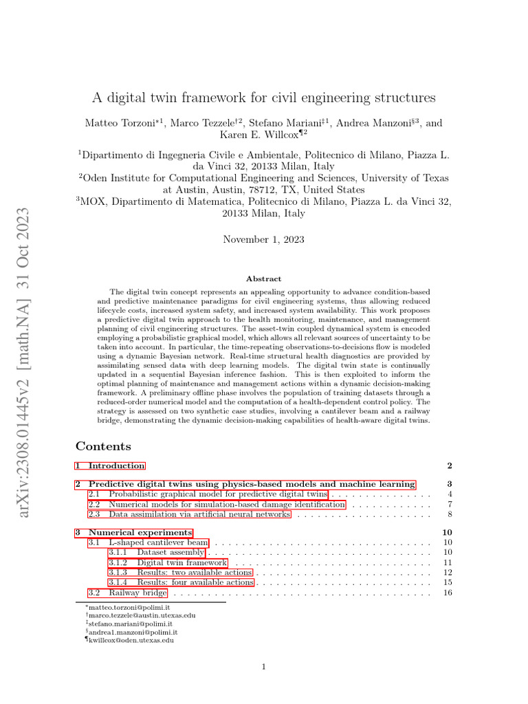 A Digital Twin Framework For Civil Engineering Structures | PDF | Bayesian Network | Basis ...