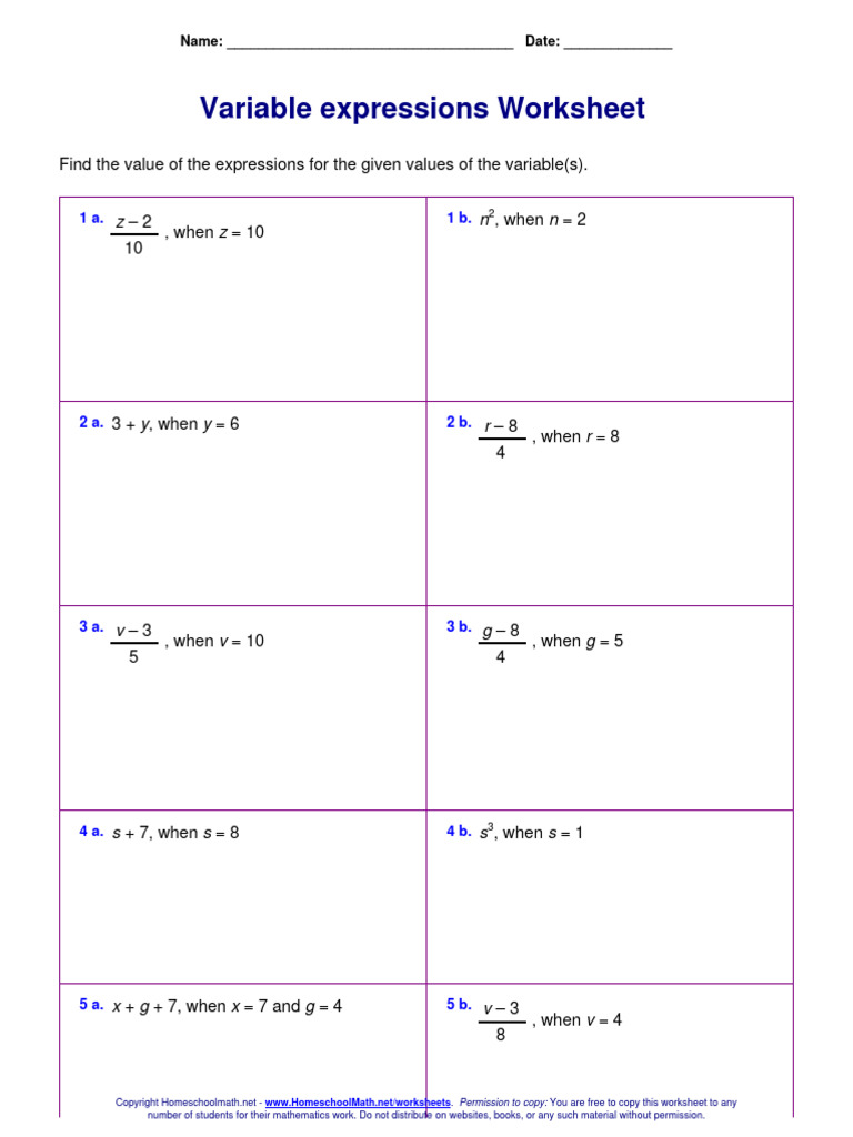 Evaluate_Expressions_Worksheet | PDF