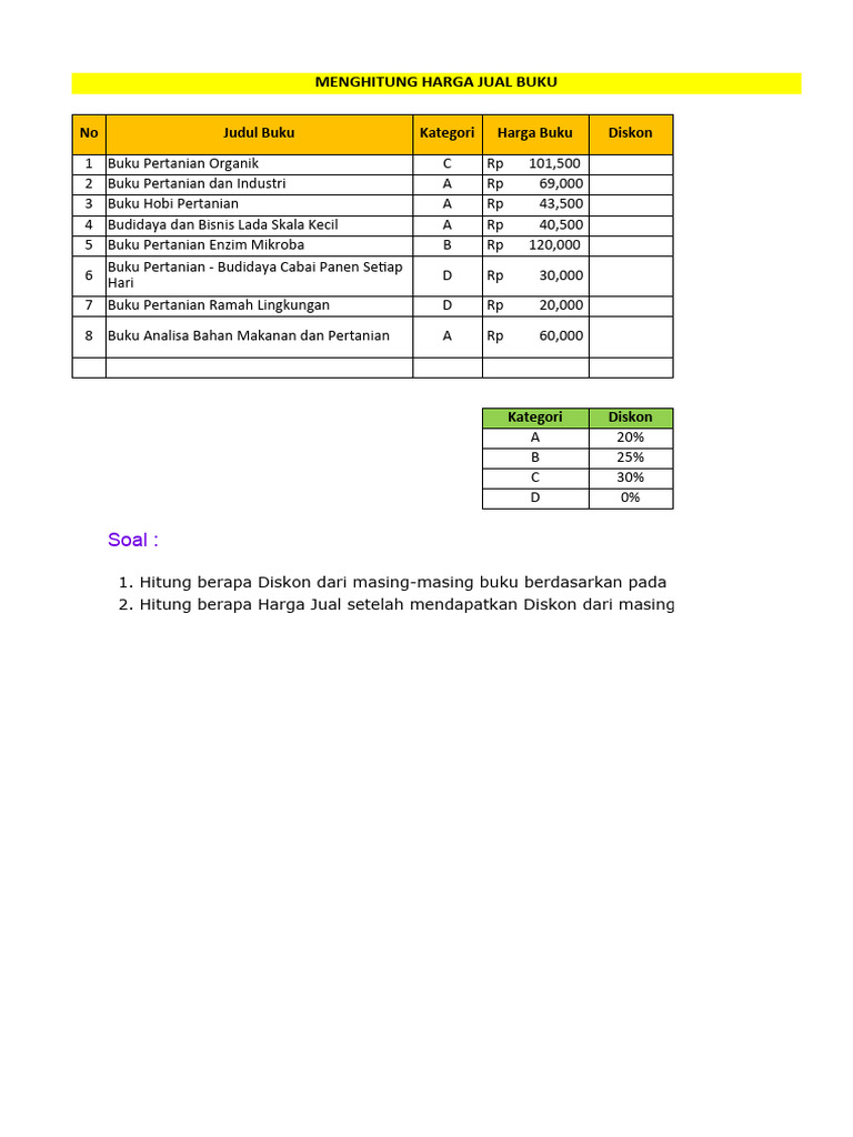 Contoh Soal Excel 3 | PDF